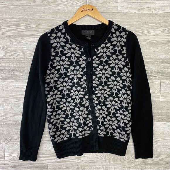 iris singer | Sweaters | Iris Singer Black White Longsleeve Button ...